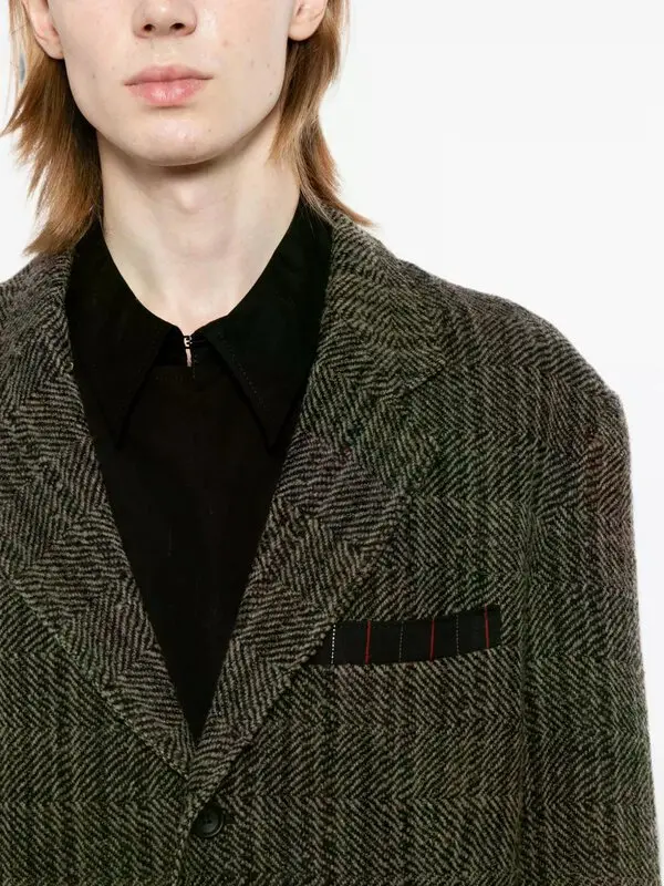 Yohji Yamamoto Herringbone Pattern Blazer
