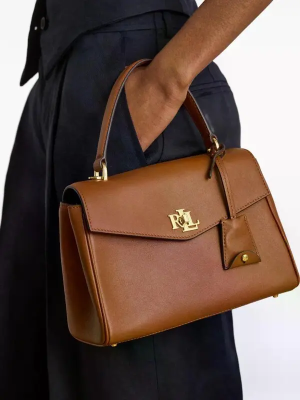 Ralph Lauren Small Farrah Leather Satchel Bag - Brown