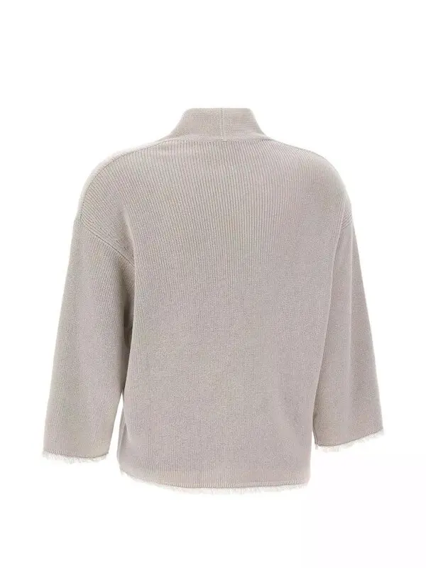 KANGRA Ribbed Fringed-trim Cardigan