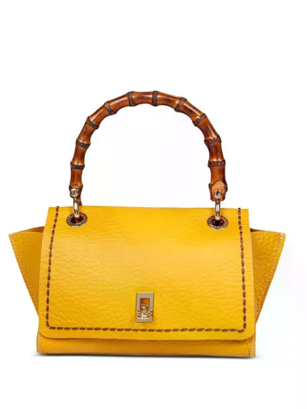 VISONA` Visona Bamboo Handle Tote Bag - Yellow