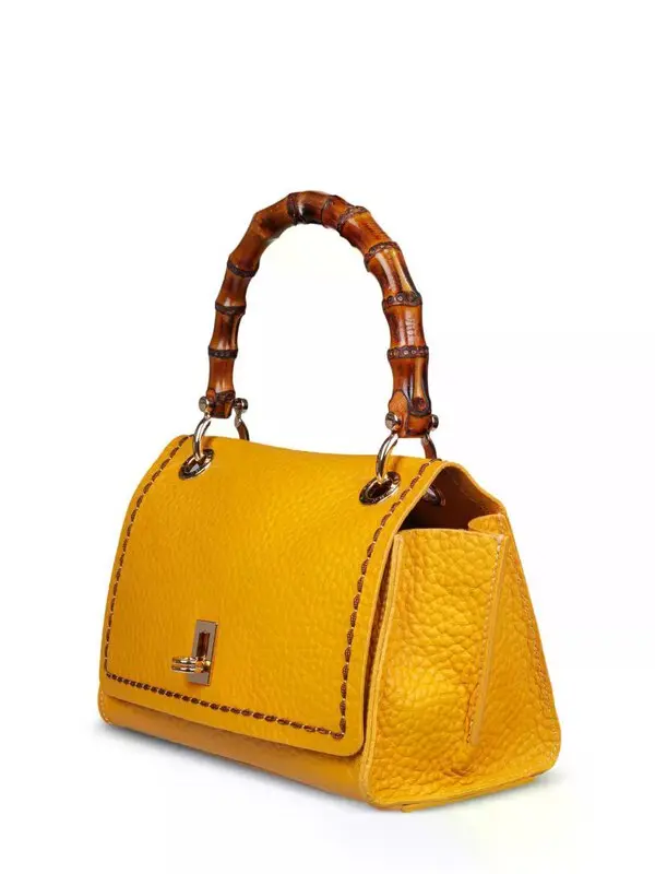 VISONA` Visona Bamboo Handle Tote Bag - Yellow