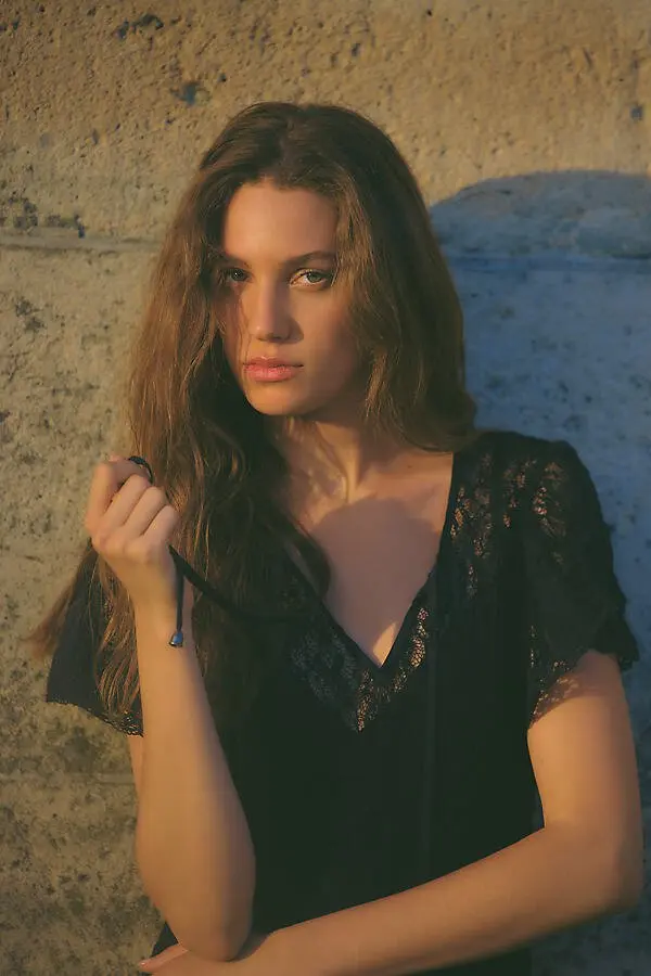 Anthropologie Lace Godet Mini Dress - Black