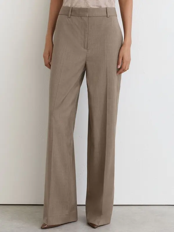 REISS Adie Wool-blend Wide-leg Trousers - Neutral