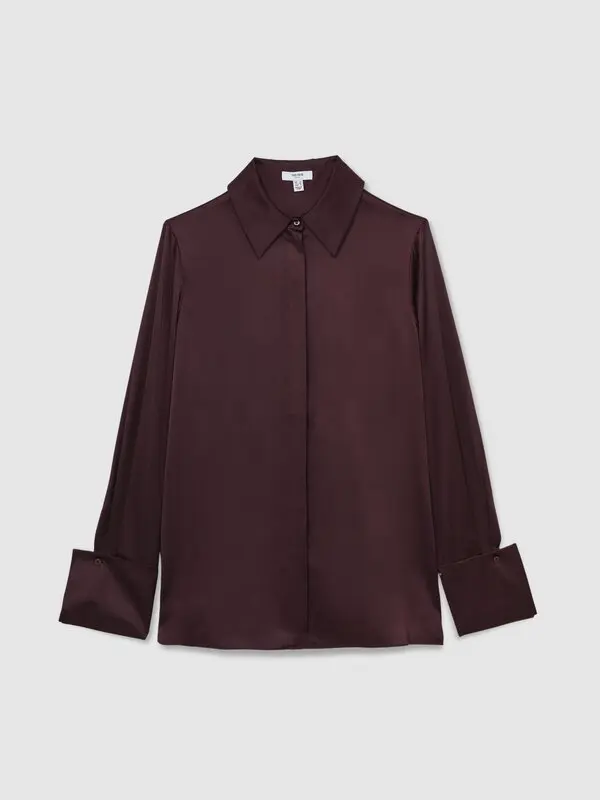 REISS Hailey Silk Double-cuff Button-through Shirt