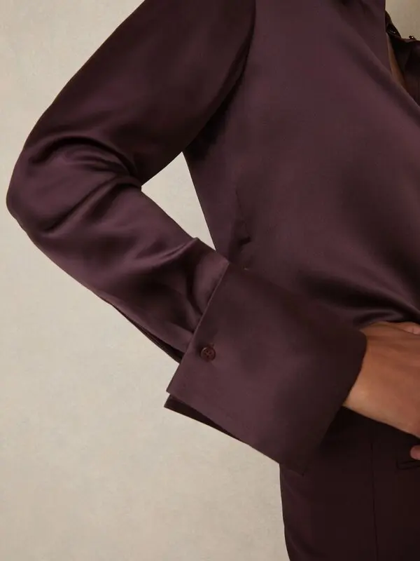 REISS Hailey Silk Double-cuff Button-through Shirt