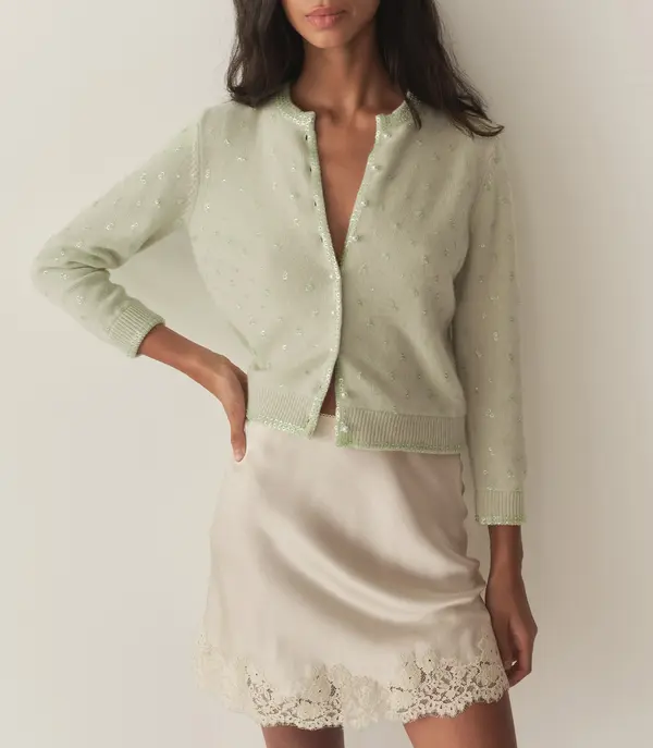 HMD Paillette Cardigan - Mint Tea