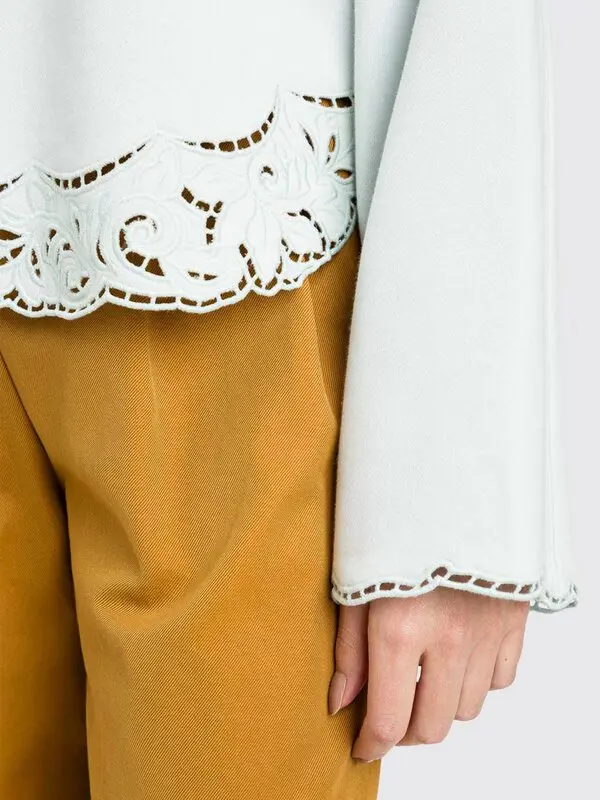 TWINSET Oversized Cotton Sweatshirt With Lace Inserts And Dropped Shoulders