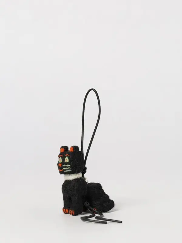 Loewe Futurist Cat Animal-shaped Keychain In Wool Felt - Black