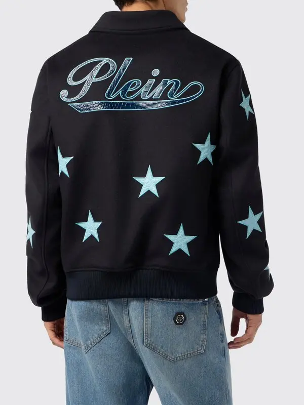 Philipp Plein Wool Bomber Jacket With Star Print