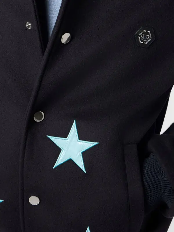 Philipp Plein Wool Bomber Jacket With Star Print