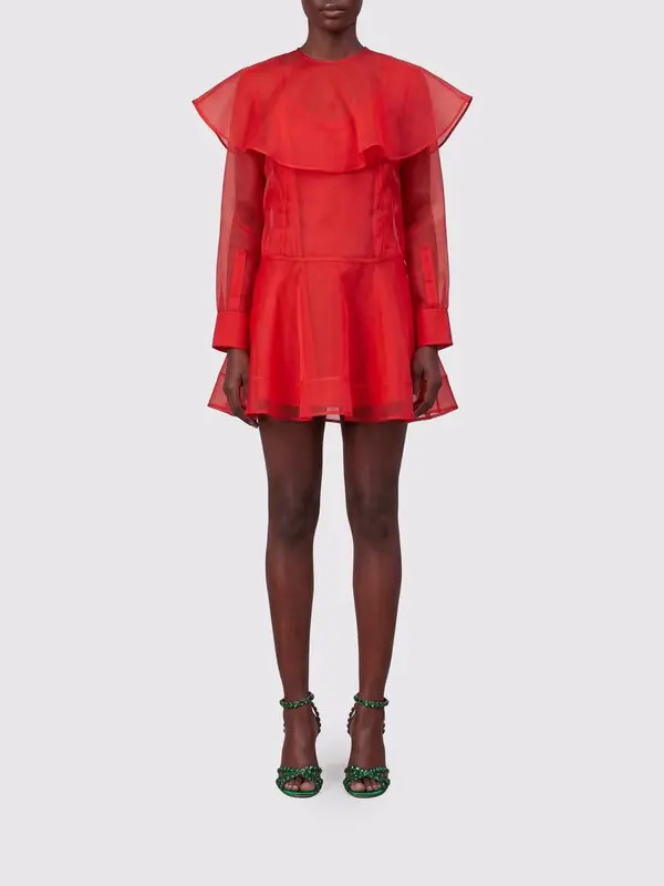 GANNI Mini Organza Dress - Red