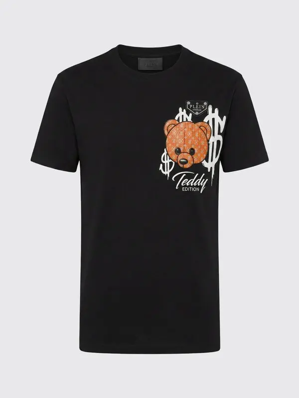 Philipp Plein Teddy Bear Print Cotton T-shirt With Contrast Logo