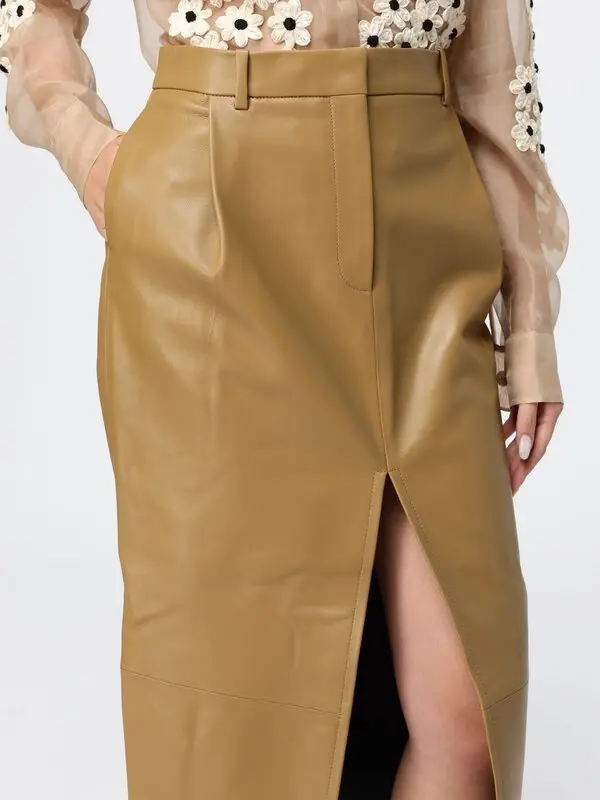 Khaite Mid-rise Leather Midi Pencil Skirt With Front Slit