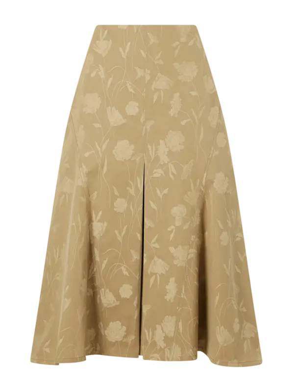 Erdem Floral Jacquard Cotton Midi Skirt - Brown