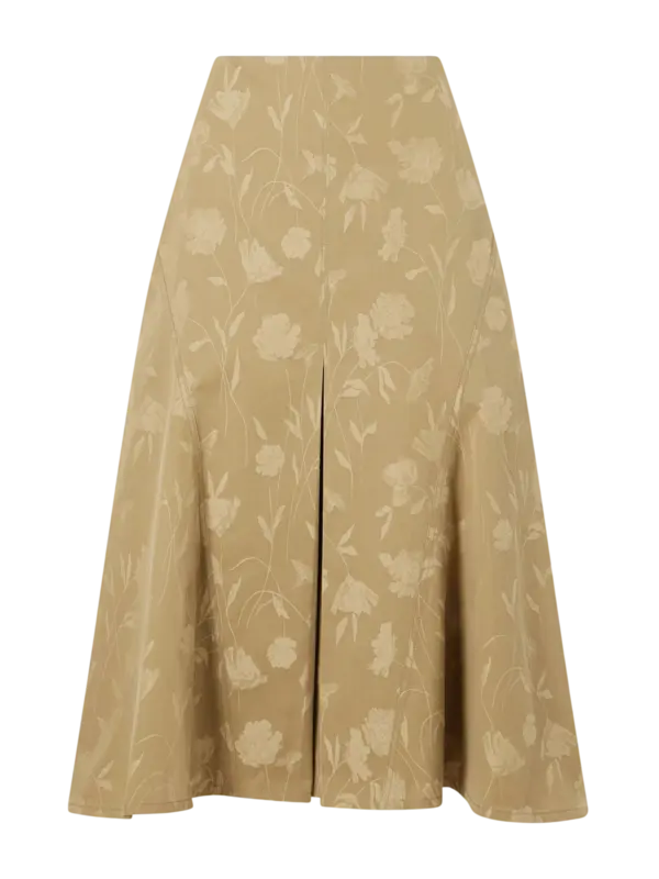 Erdem Floral Jacquard Cotton Midi Skirt - Camel