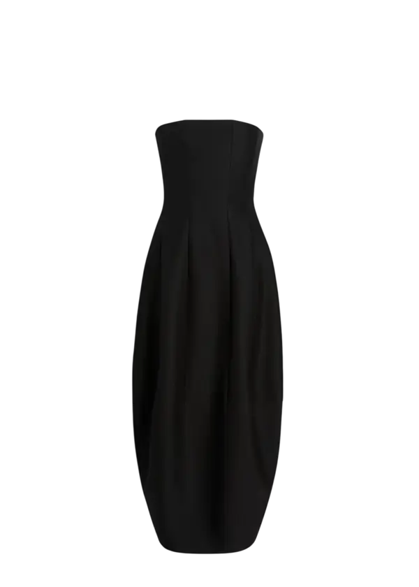 Khaite Stela Strapless Sculptural Cady Dress - Black