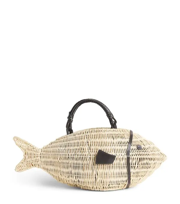 Staud Wicker Fish Top-handle Bag - Ivory