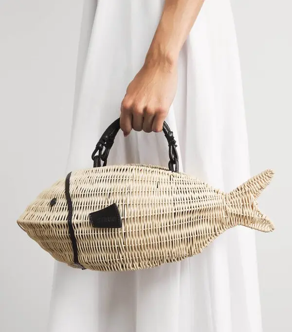 Staud Wicker Fish Top-handle Bag