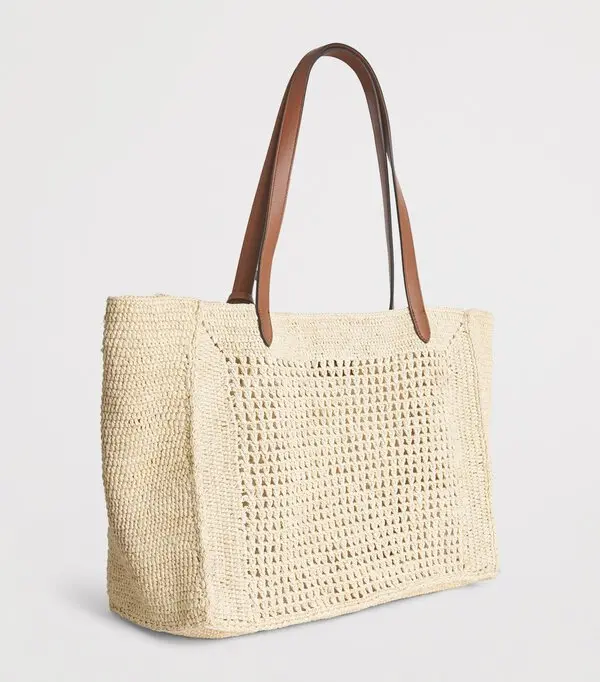 Mulberry Raffia Crochet Tote Bag