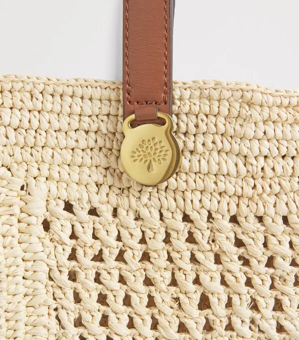 Mulberry Raffia Crochet Tote Bag