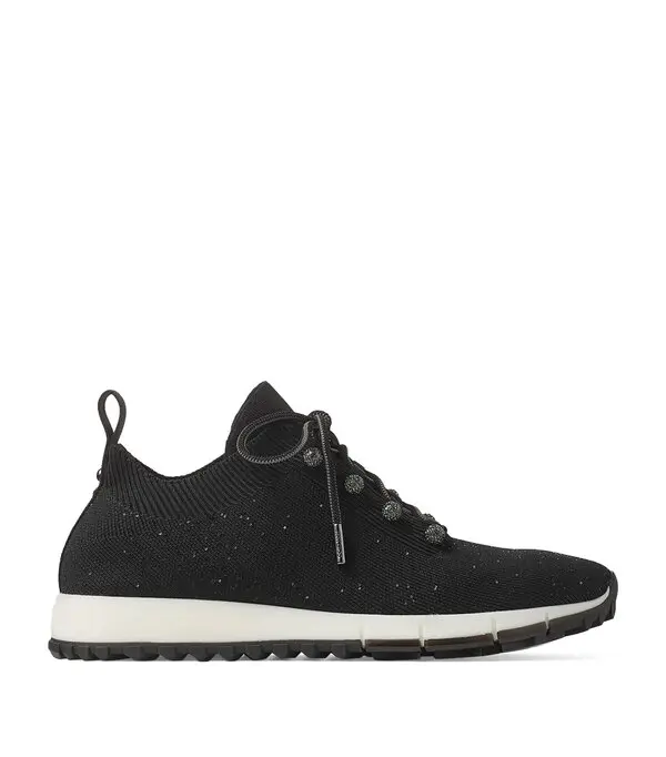 JIMMY CHOO Veles Knitted Glitter Sneakers - Black