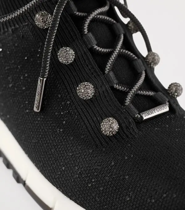 JIMMY CHOO Veles Knitted Glitter Sneakers