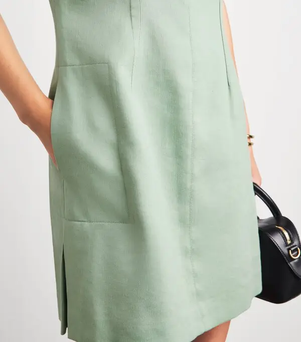 Theory Linen-blend Apron Mini Dress