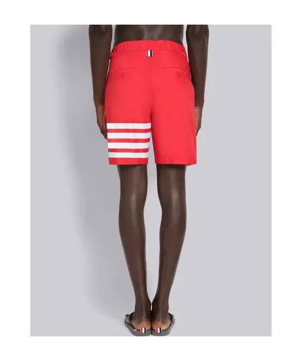 Thom Browne Button Front Board Short W/ Adjustable Elastic Back 4bar In Swim Tech