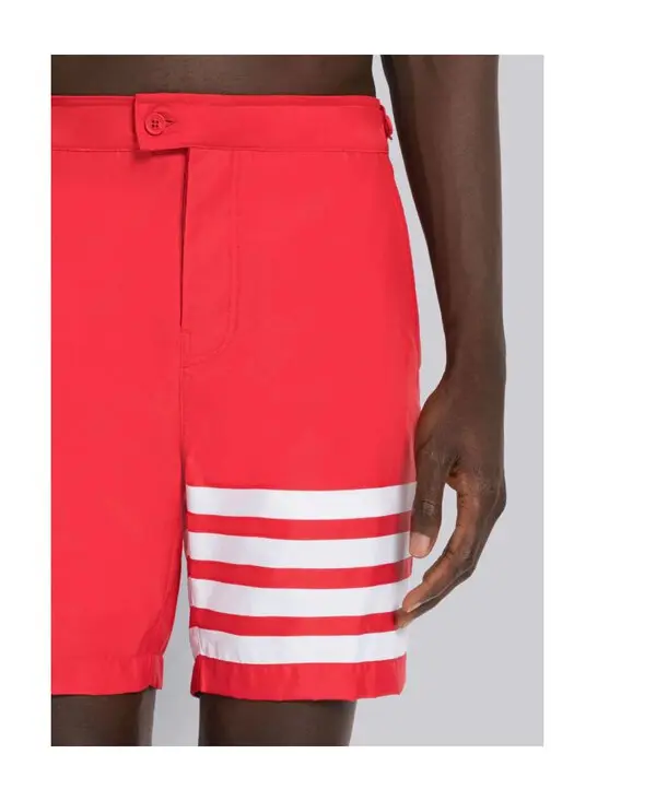Thom Browne Button Front Board Short W/ Adjustable Elastic Back 4bar In Swim Tech