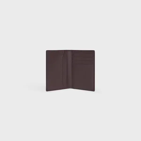 Celine Vertical Card Holder In Grained Calfskin