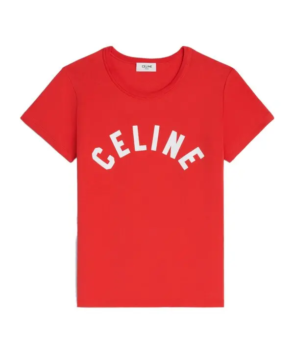 Celine T-shirt In Ribbed Cotton Jersey
