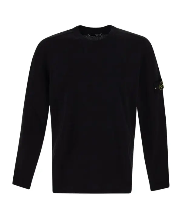 Stone Island Logo Patch Crewneck Jumper - Blue