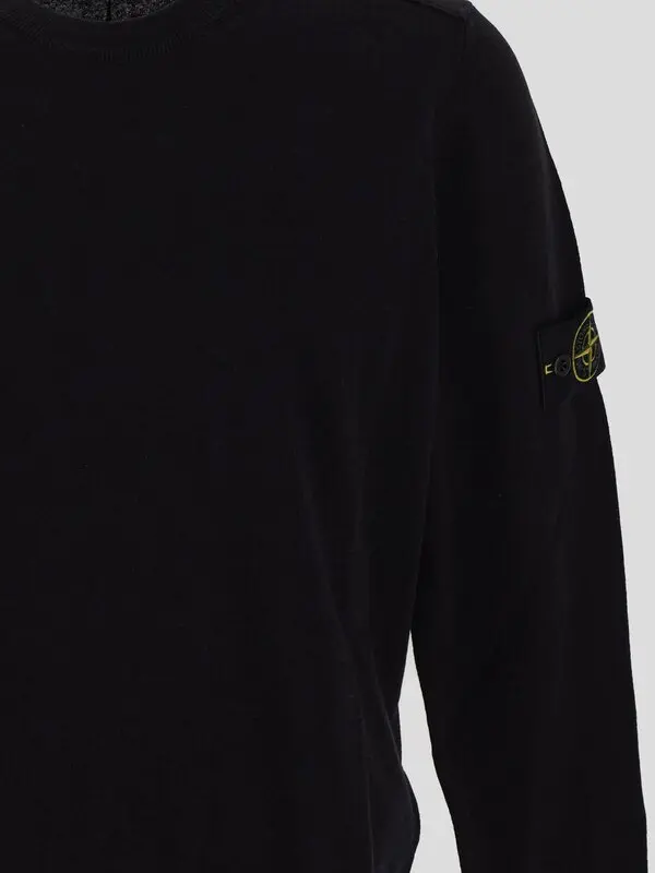 Stone Island Logo Patch Crewneck Jumper - Blue
