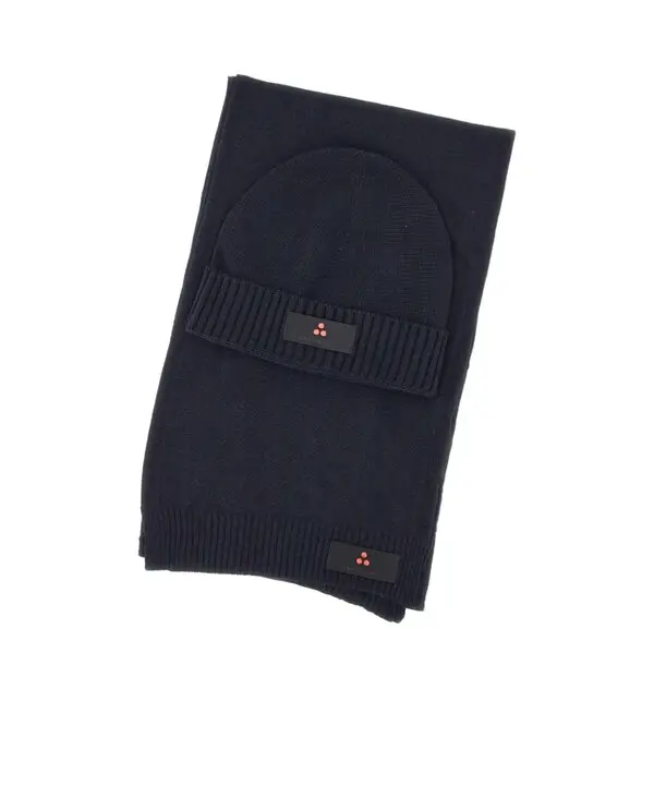 Peuterey Logoed Beanie And Scarf Set - Blue