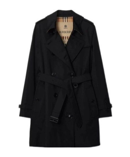 Burberry Double Breasted Belted Trench Coat - Black