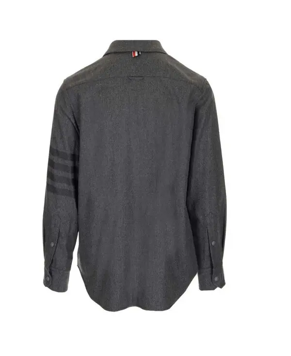 Thom Browne Flannel Tonal 4-bar Shirt Jacket