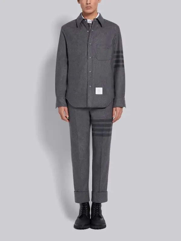 Thom Browne Flannel Tonal 4-bar Shirt Jacket