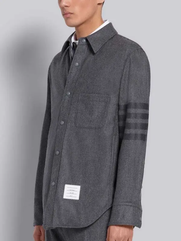 Thom Browne Flannel Tonal 4-bar Shirt Jacket
