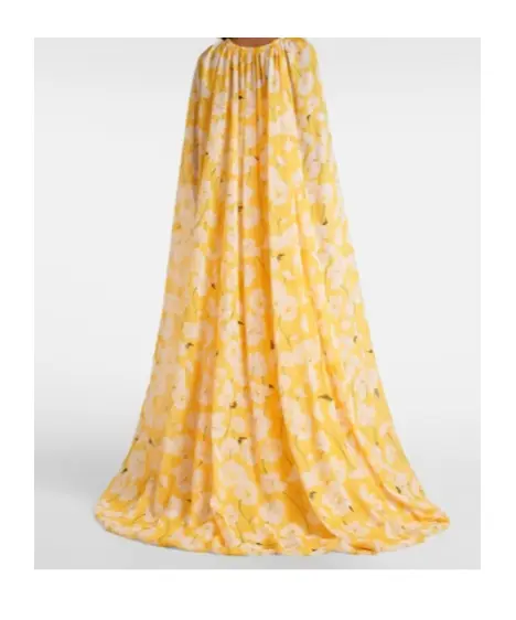 Carolina Herrera Gathered Caped Silk Gown