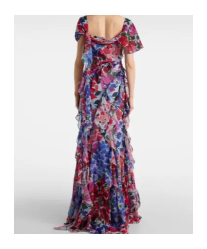 Carolina Herrera Floral Ruffled Chiffon Gown