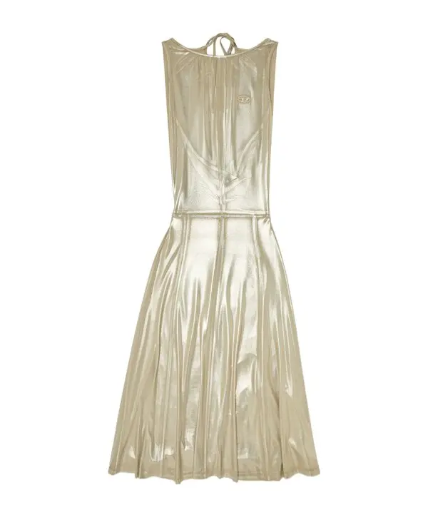 DIESEL® Sleeveless Halterneck Midi Dress With Open Back - Metallic