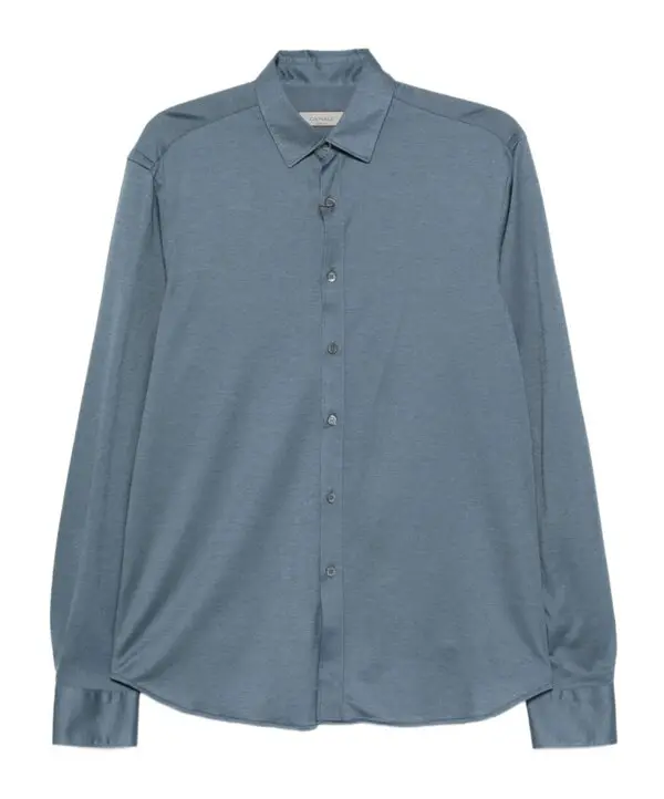Canali Long-sleeve Cotton-blend Shirt - Blue