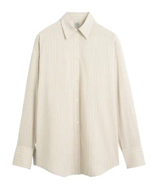 TOTEME Striped Long Sleeve Shirt - Yellow/sky