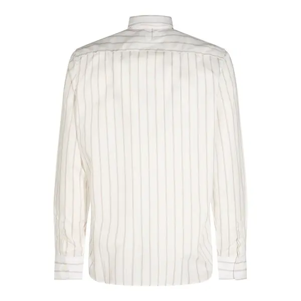Canali Striped Band-collar Shirt