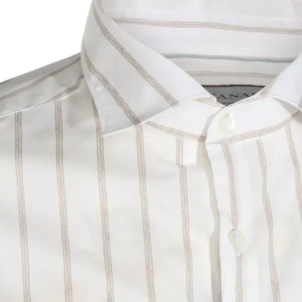 Canali Striped Band-collar Shirt