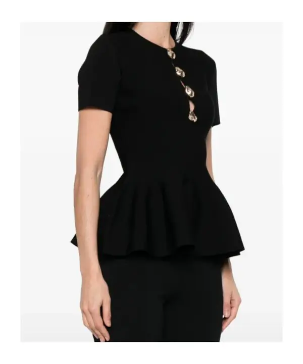 Roland Mouret Button Detail Peplum Top
