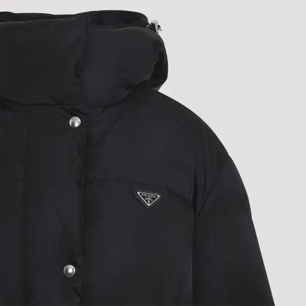 Prada Re-nylon Down Jacket With Logo Details