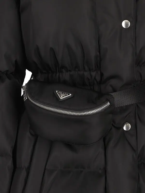 Prada Re-nylon Down Jacket With Logo Details
