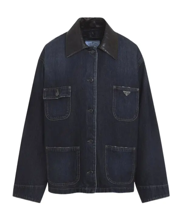 Prada Contrast Collar Denim Jacket
