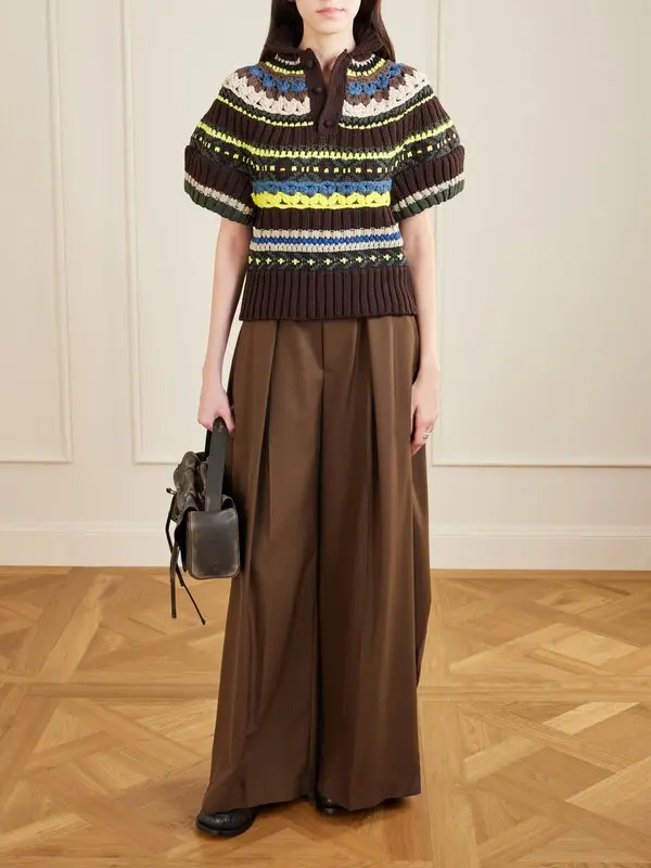 Sacai Striped Polo Collar Sweater